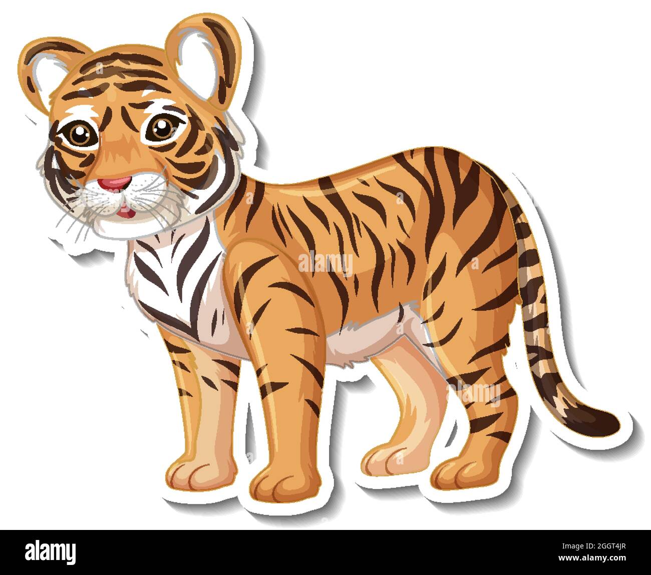 A sticker template of tiger cartoon character illustration Stock Vector ...