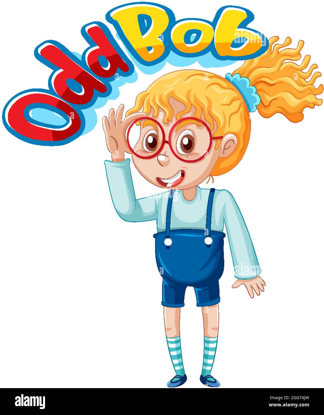 Odd Bob logo font design with a nerdy girl illustration Stock Vector ...