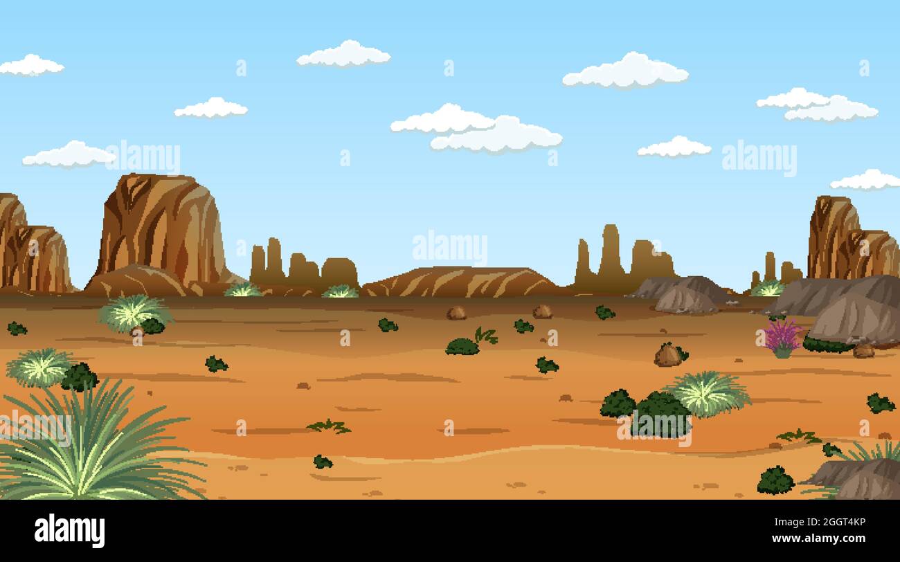 Desert forest landscape at daytime scene illustration Stock Vector ...