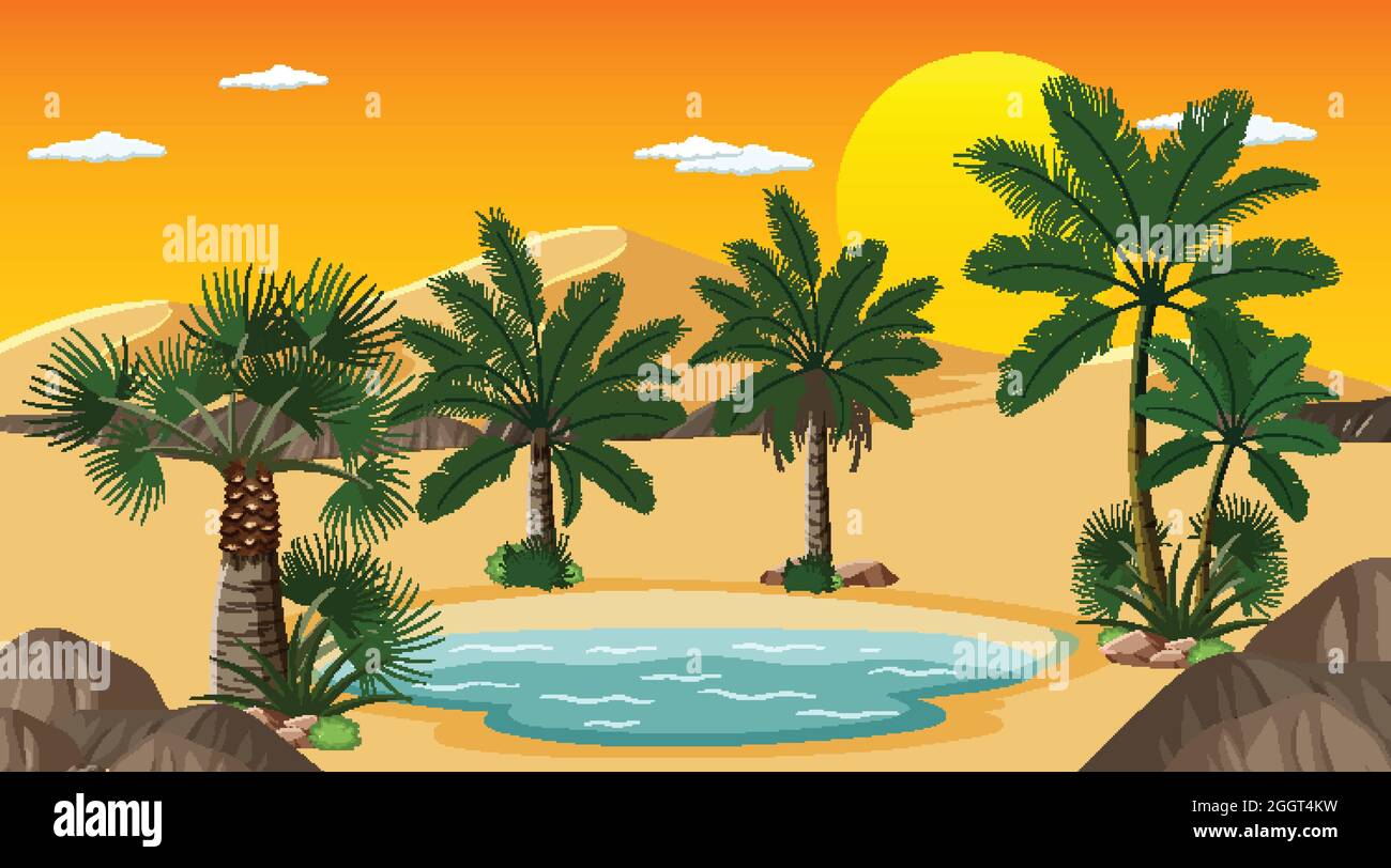 Desert oasis with grass Stock Vector Images - Alamy