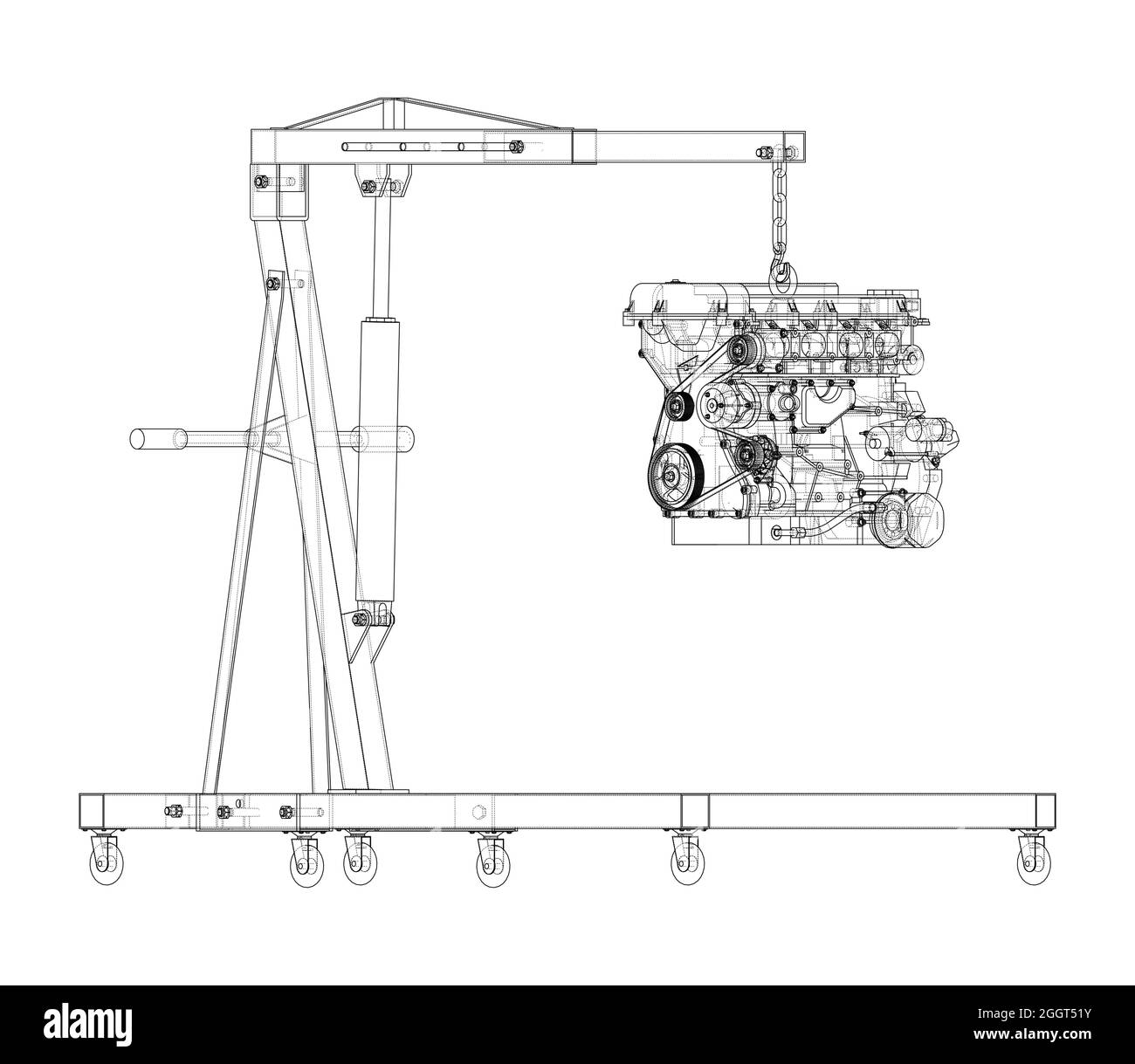 Engine hoist with engine. Vector Stock Vector Image & Art - Alamy
