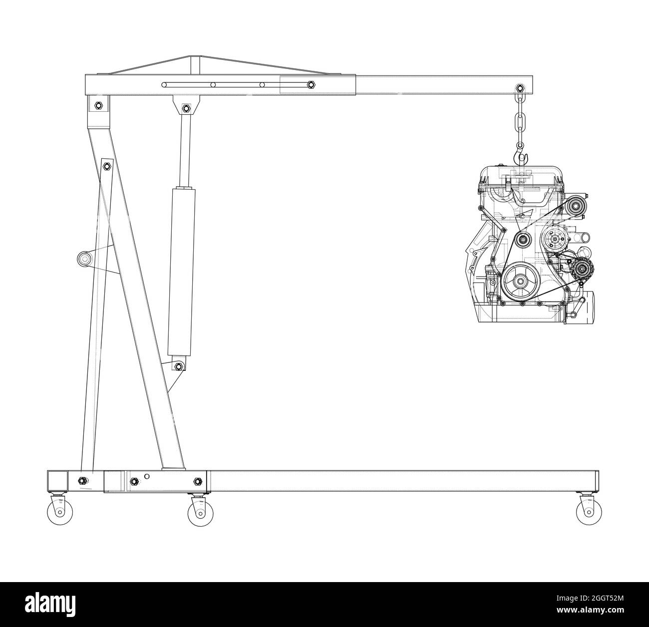 Engine hoist with engine. Vector Stock Vector Image & Art - Alamy