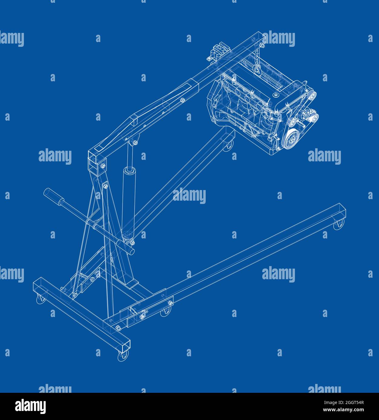 Engine hoist with engine. Vector Stock Vector Image & Art - Alamy