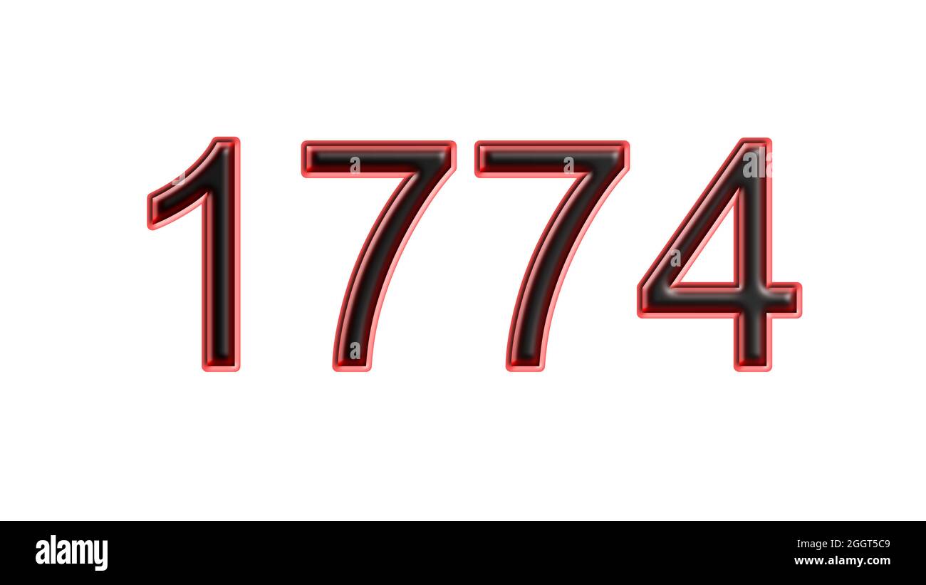 red 1774 number 3d effect white background Stock Photo - Alamy