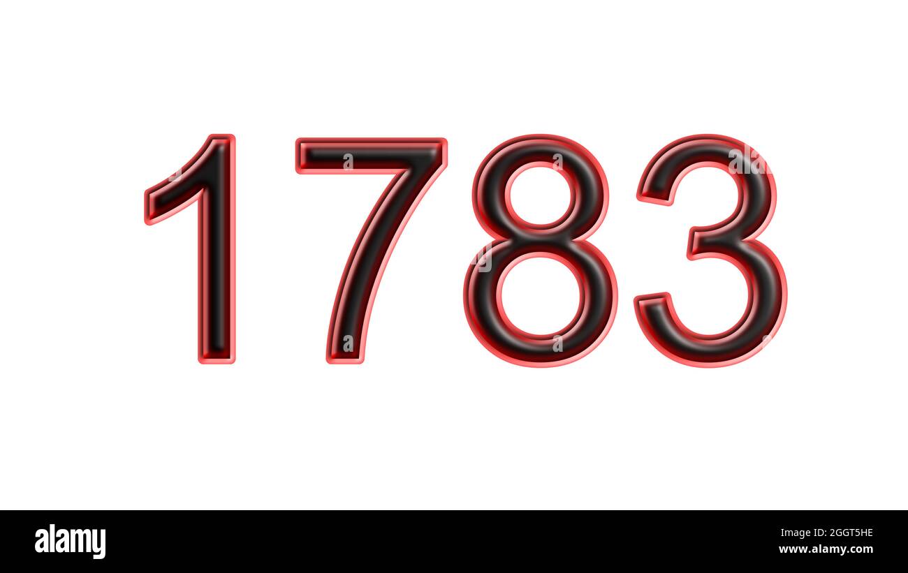 red 1783 number 3d effect white background Stock Photo - Alamy