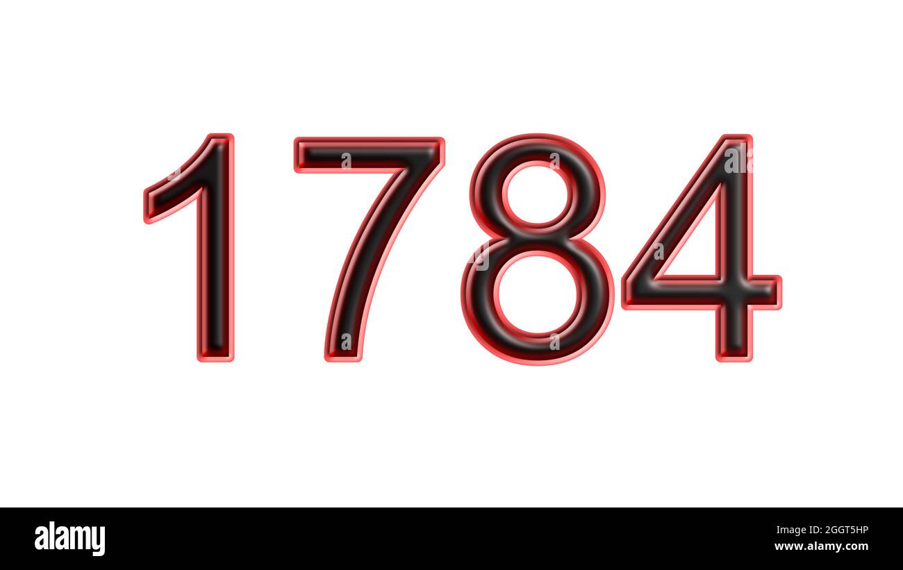 red 1784 number 3d effect white background Stock Photo - Alamy