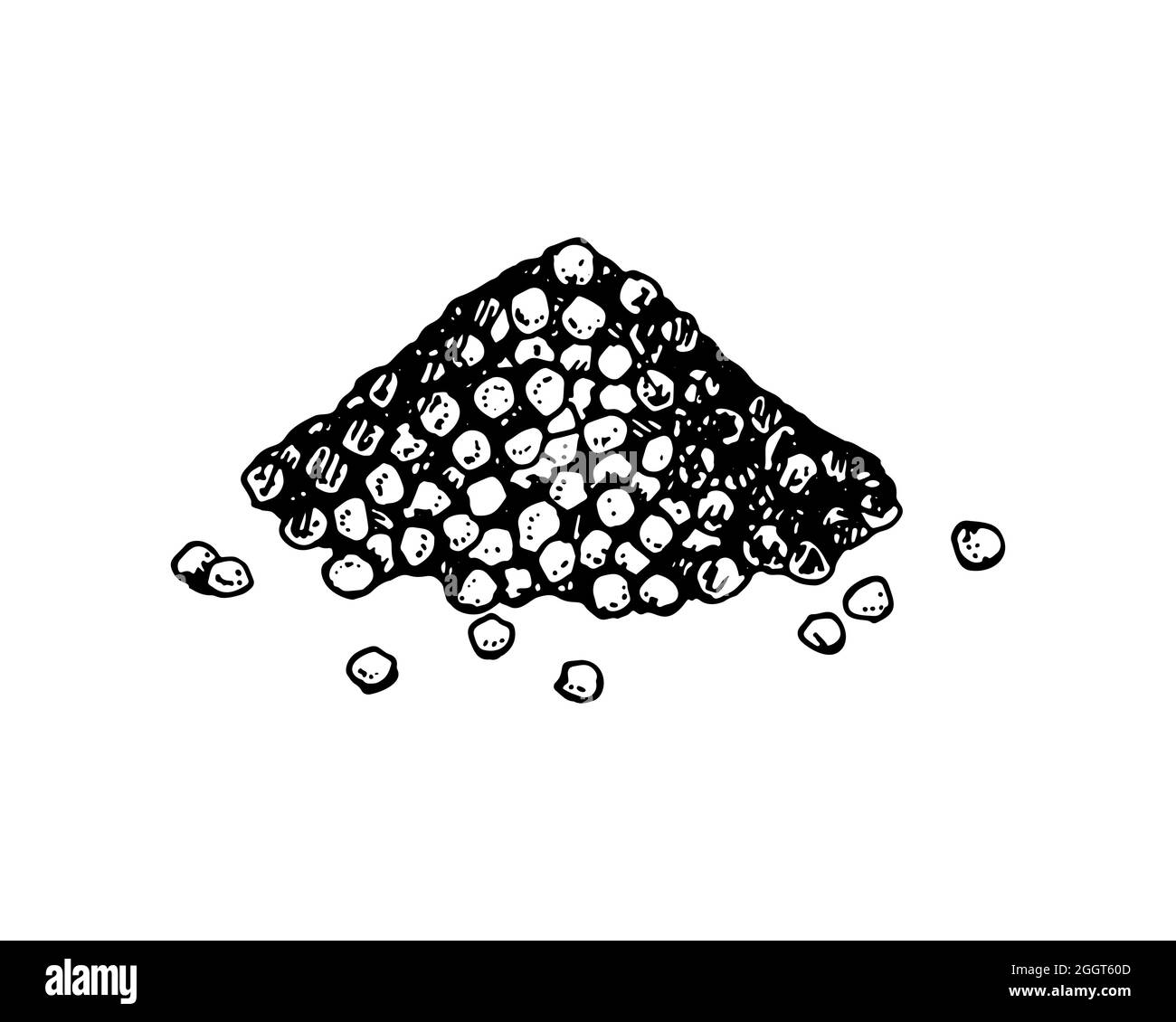 Hand drawn handful of pepper. Vector illustration in sketch style Stock ...