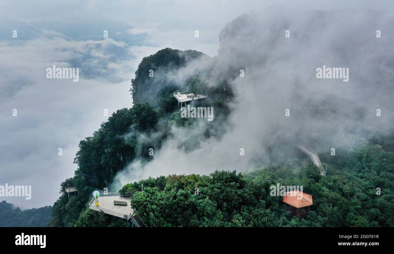 Hanzhong. 2nd Sep, 2021. Aerial photo taken on Sept. 2, 2021 shows the ...