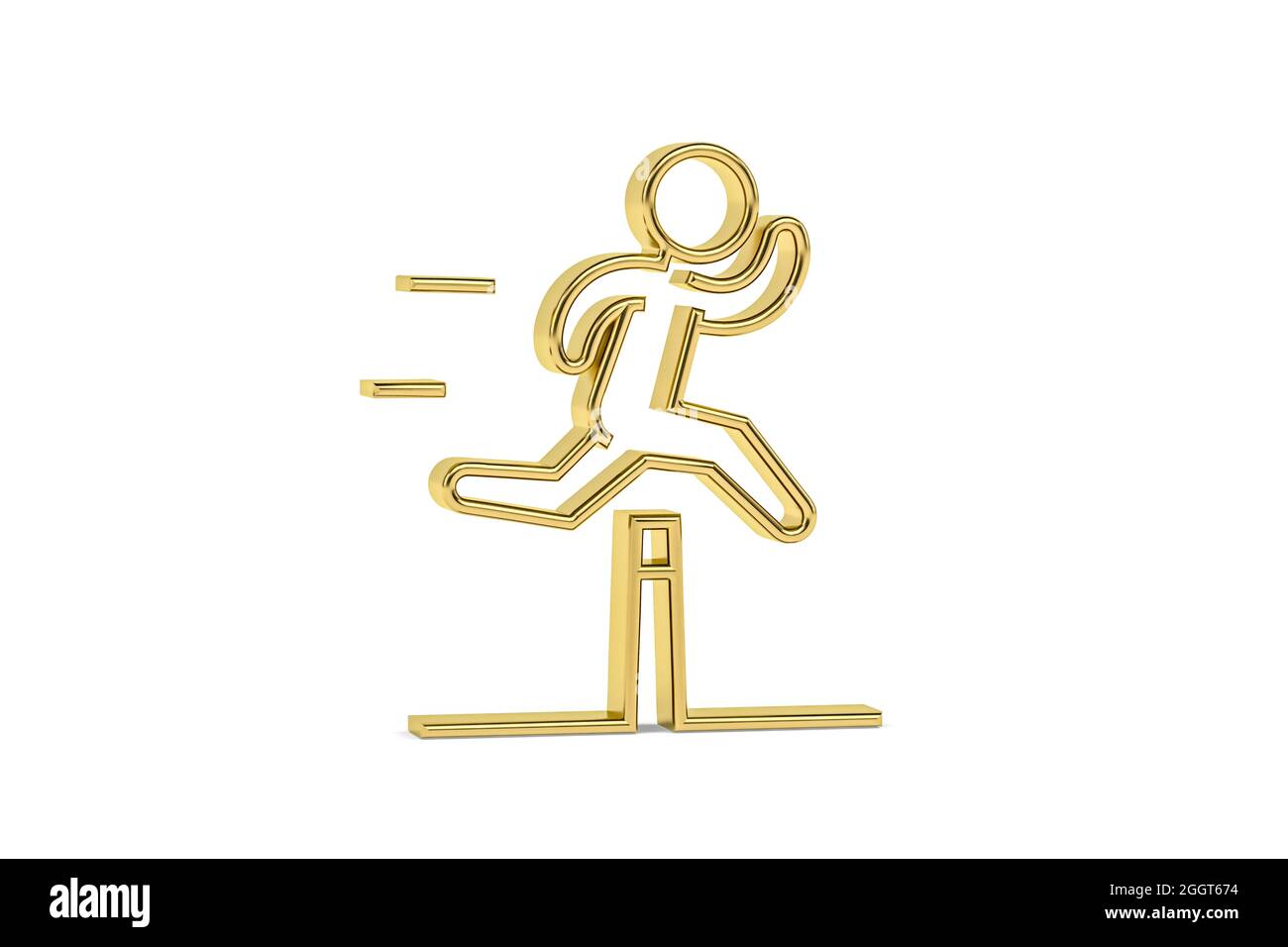 Golden 3d obstacle race icon isolated on white background - 3D render ...