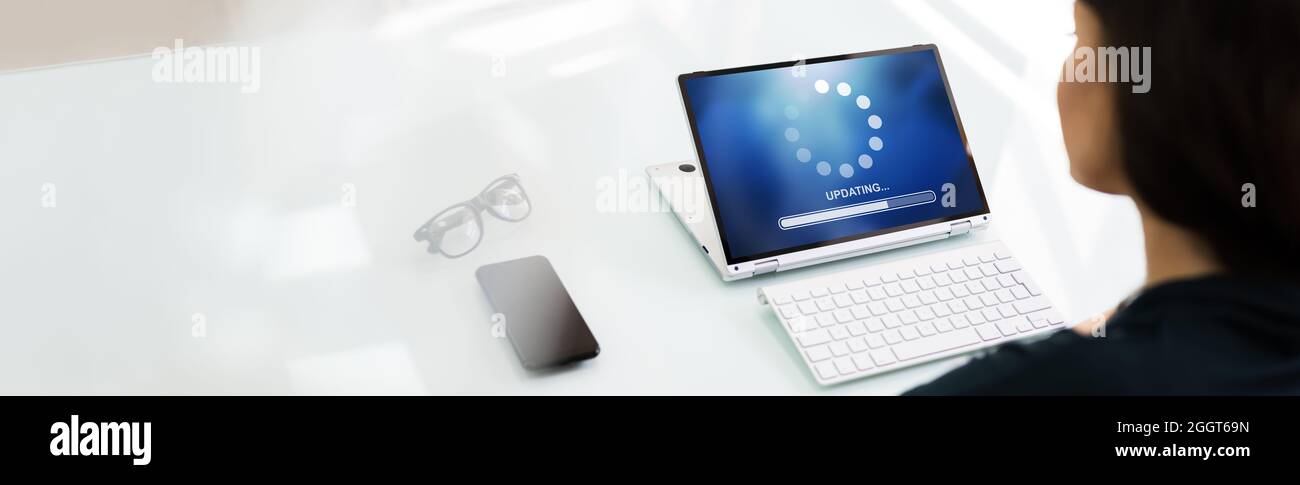 Installing Software Update Progress. Computer Loading Patch From Internet Stock Photo - Alamy