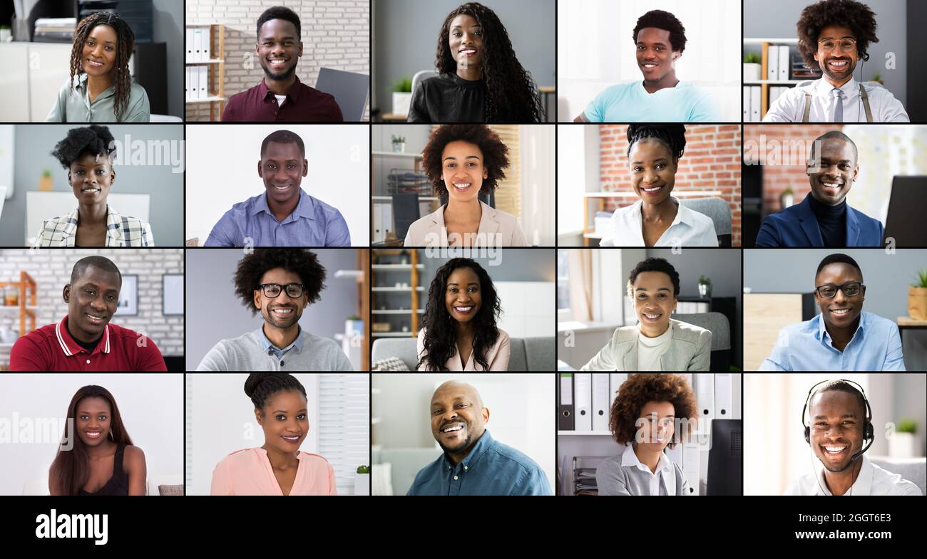 African American People Video Conference Screen. Remote Business ...