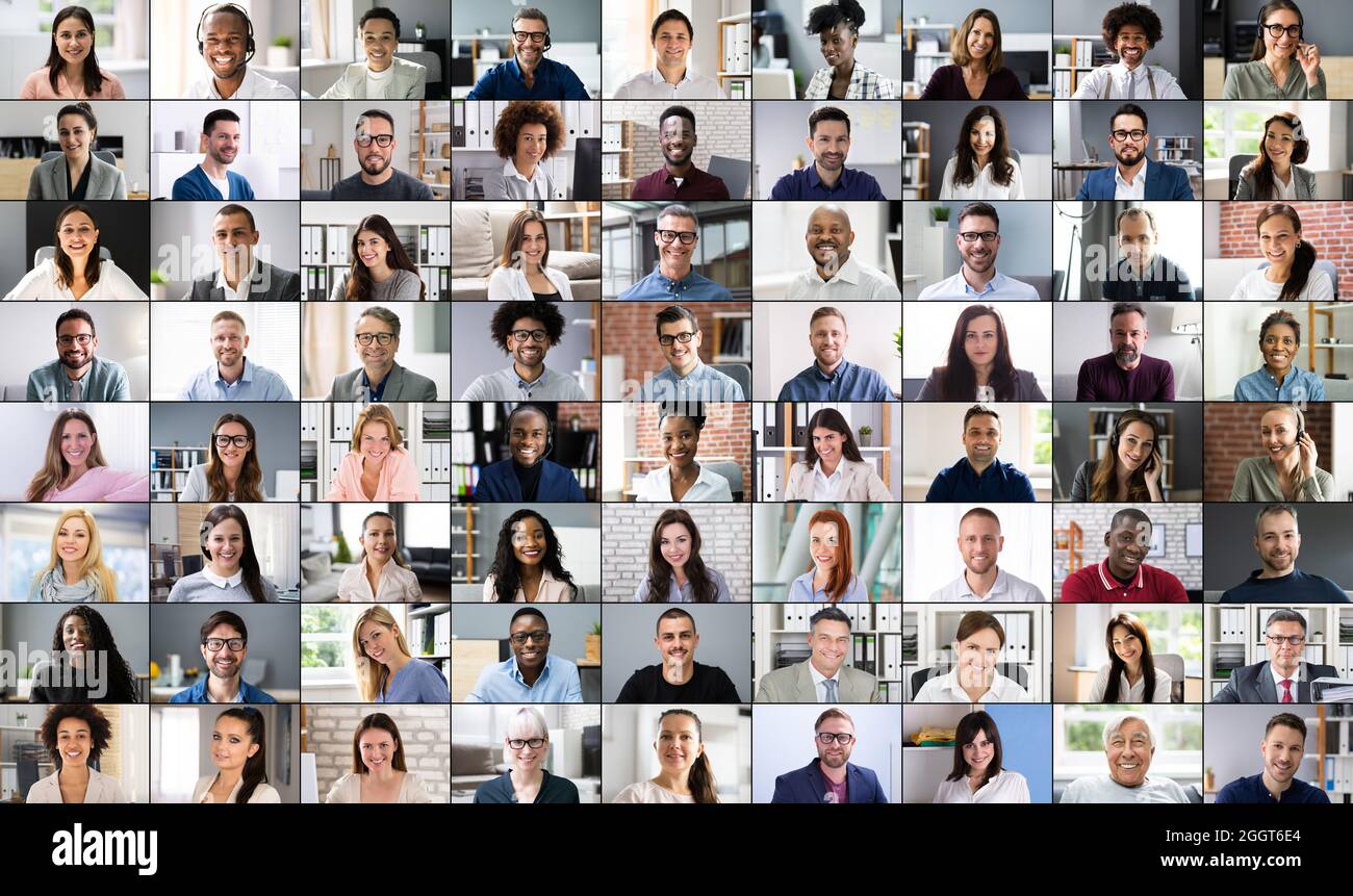 Professional Group Headshot Video Conference. Avatar Faces Collage ...