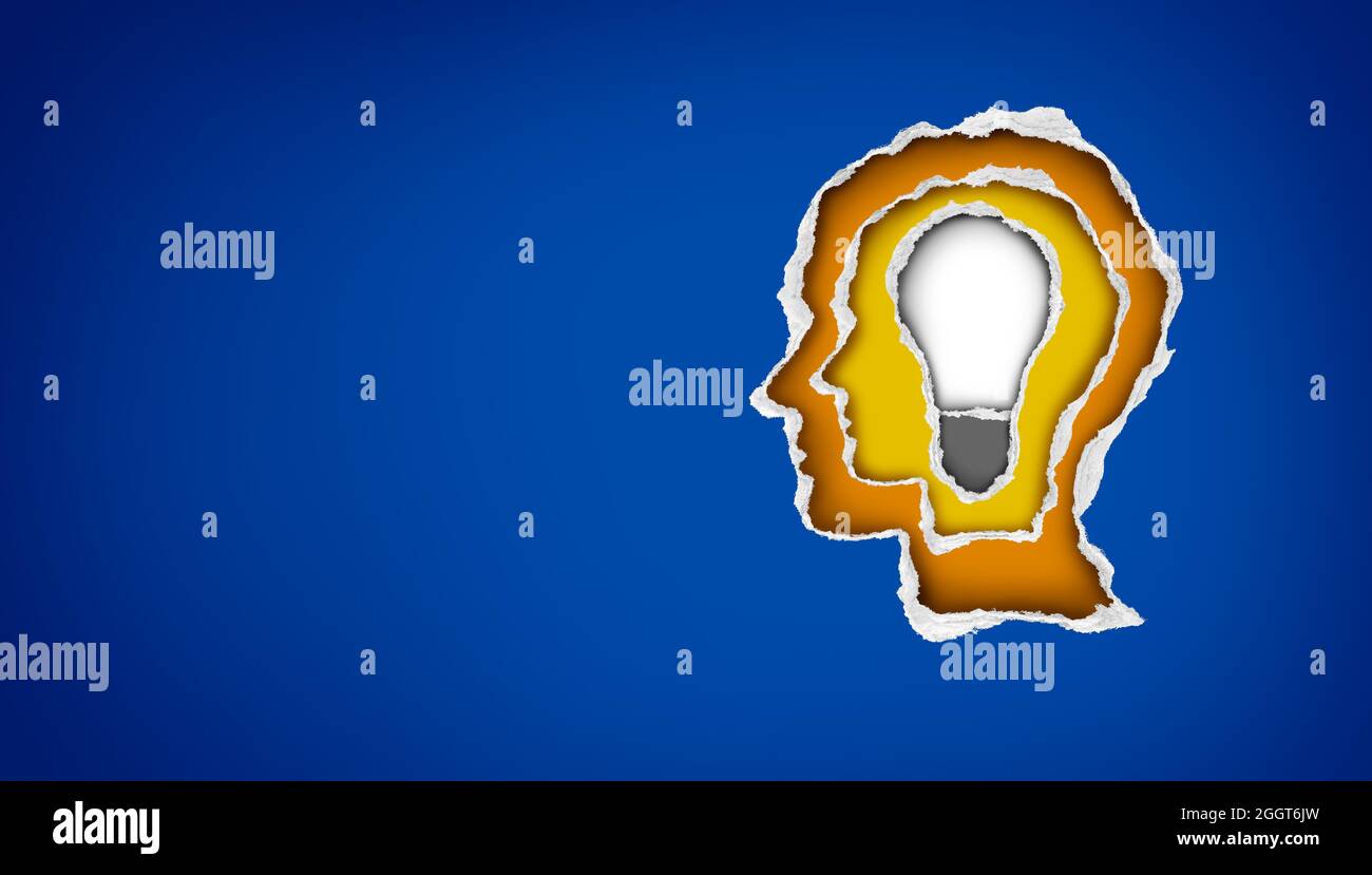 New bright idea as a person with a lightbulb inside representing ...