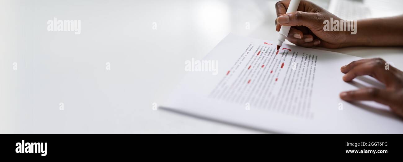 Proofreading Book Script Text. Edit Spelling In Essay Paper Stock Photo ...