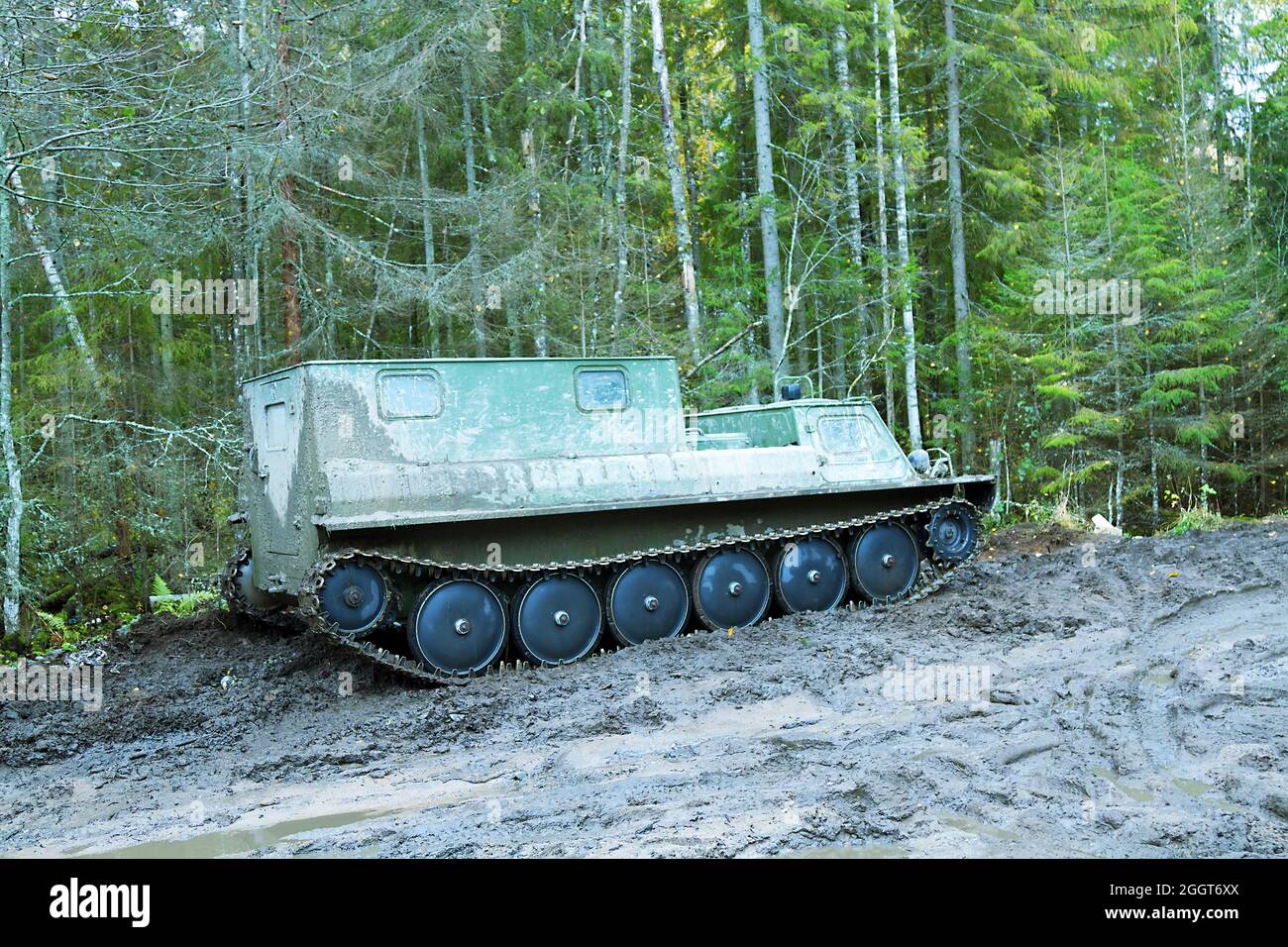 Soviet taiga and tundra all-terrain vehicle on track, caterpillar truk ...