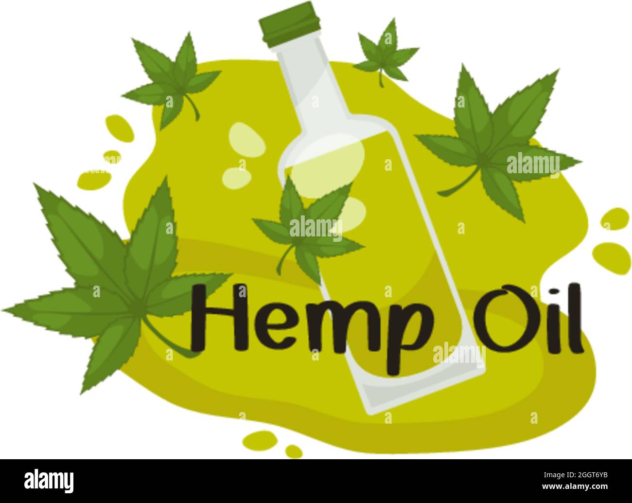 Hemp oil, organic oily liquid with antioxidants Stock Vector Image ...
