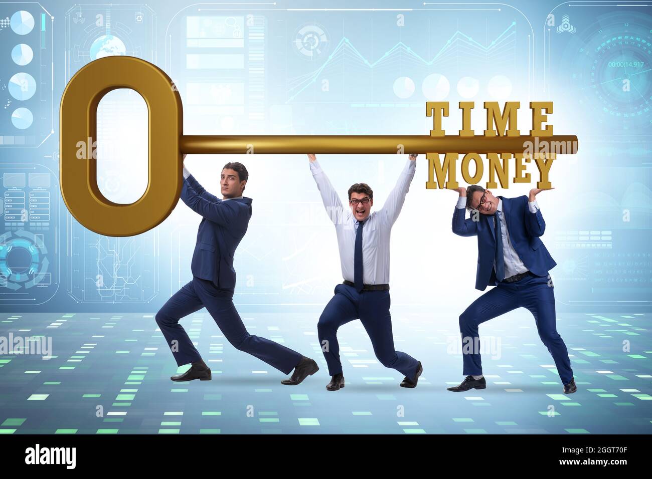 Time is money concept with the businessman and key Stock Photo - Alamy