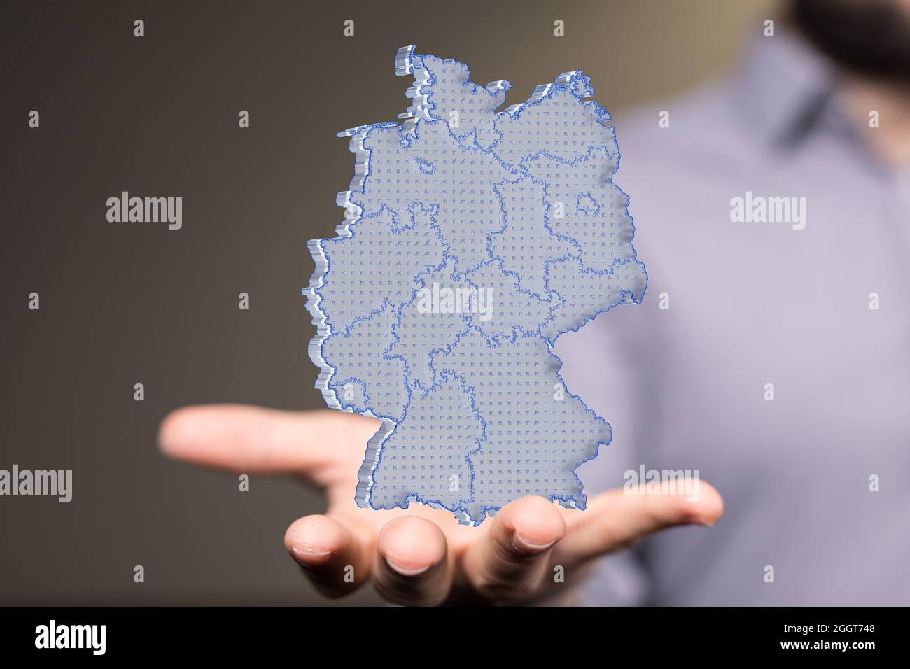 3D map of Germany. Map of Germany land border Stock Photo - Alamy