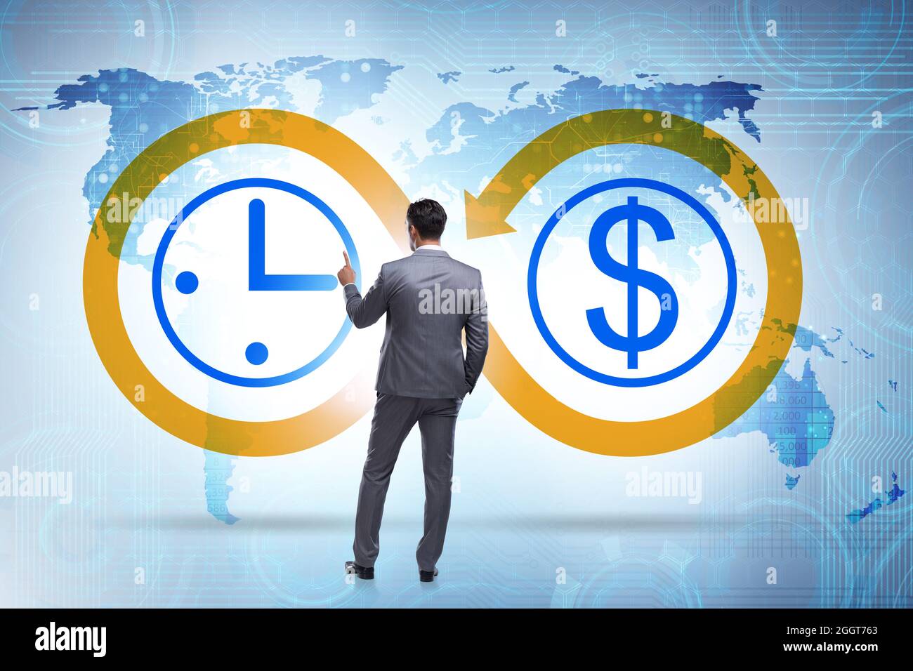 Time is money concept with the businessman Stock Photo - Alamy