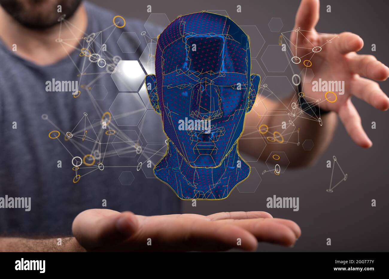 Human head and brain.Deep learning , Machine learning and artificial ...