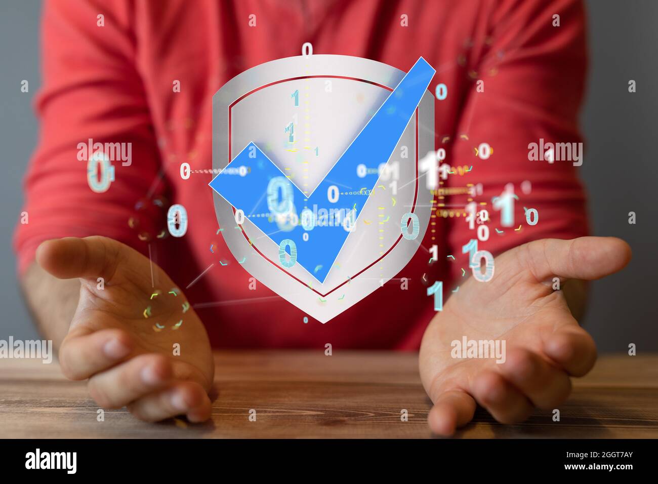 Security Shield concept, data protection. Shield with dots and lines ...