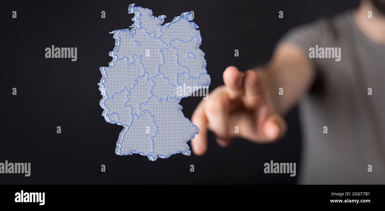 Germany map digital in hand 3d Stock Photo - Alamy