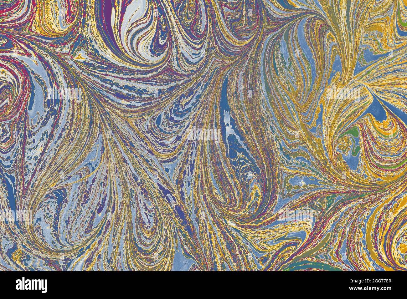 Abstract painting with mixed gold and blue oil paint colors - perfect ...