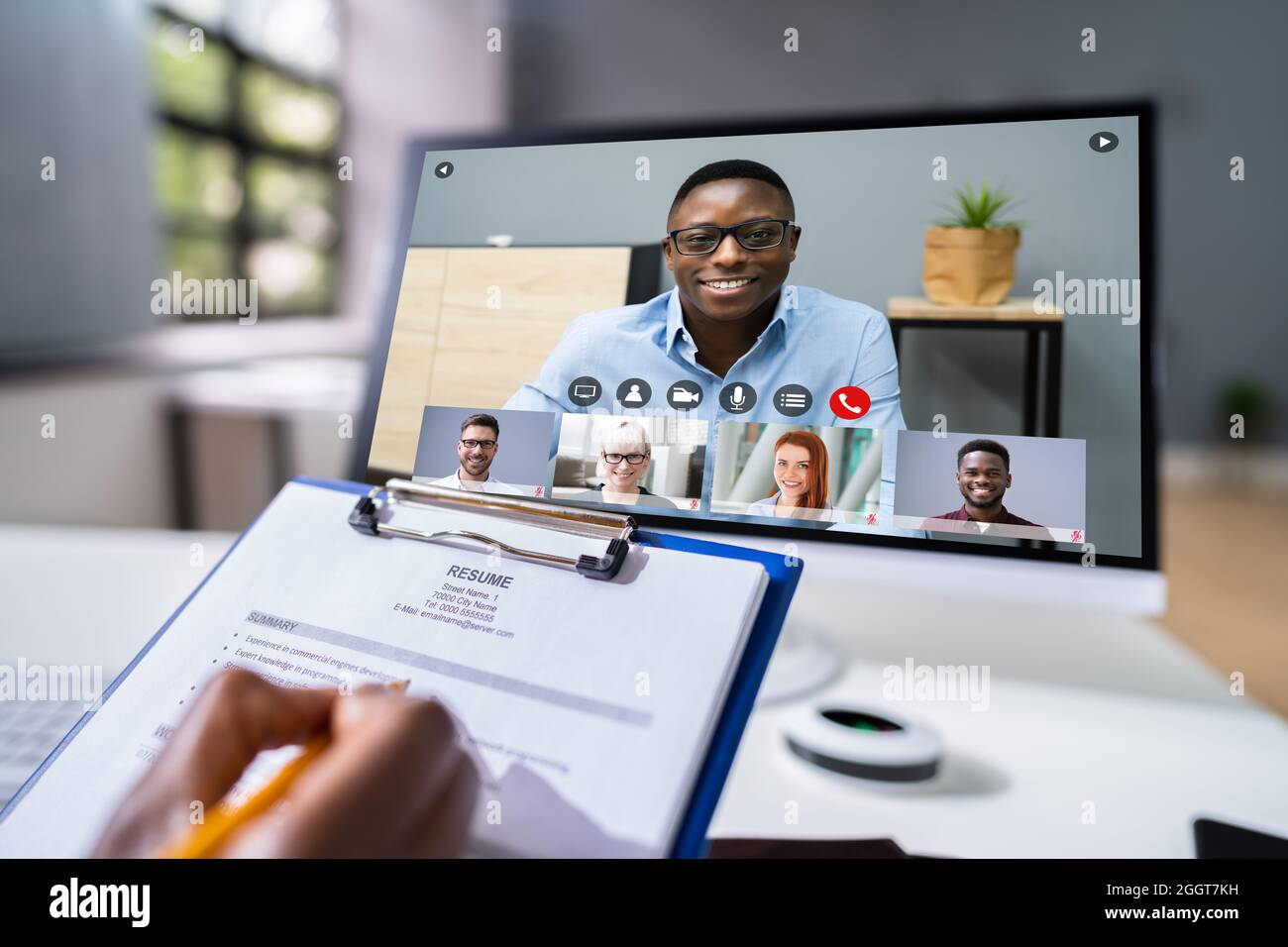Online Video Conference Business Interview Call Or Webinar Stock Photo ...