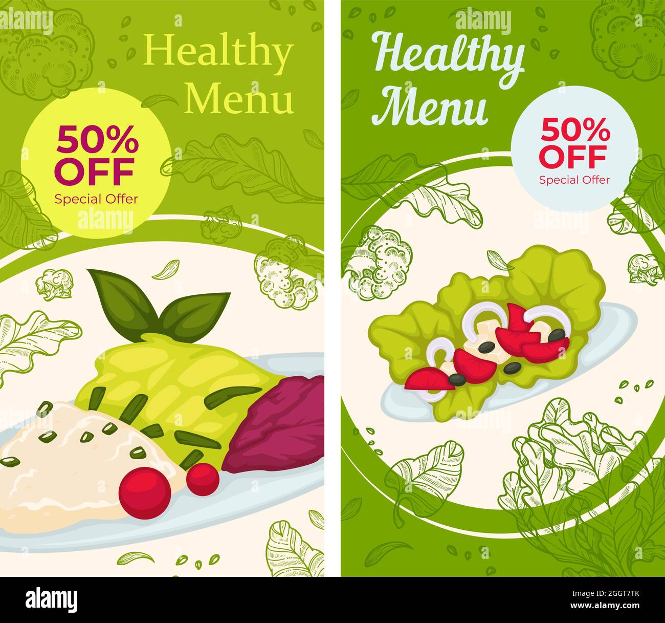 Healthy menu with vegetables, 50 off discounts Stock Vector Image & Art ...