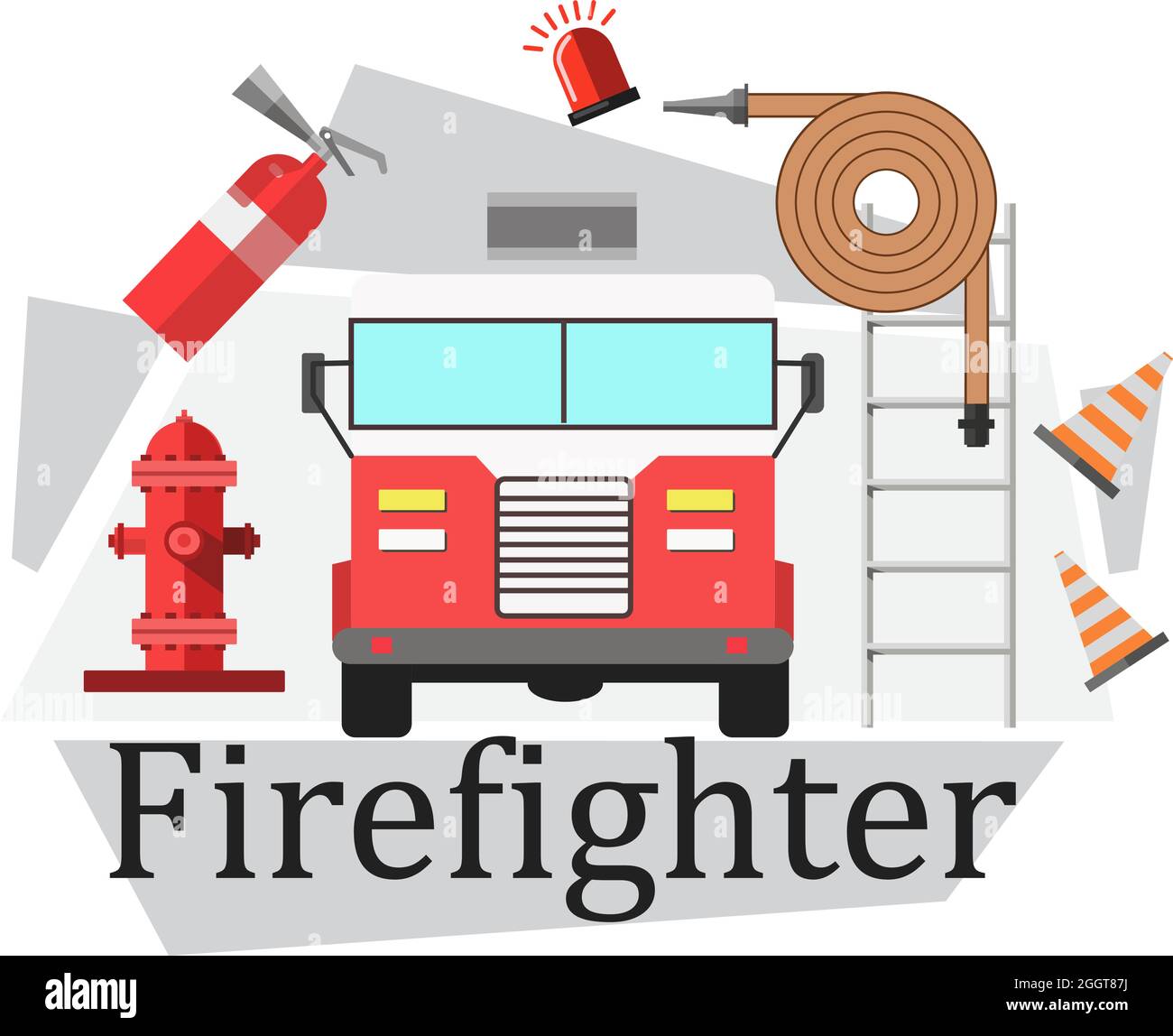 Firefighter brigade and equipment for casualty Stock Vector Image & Art ...