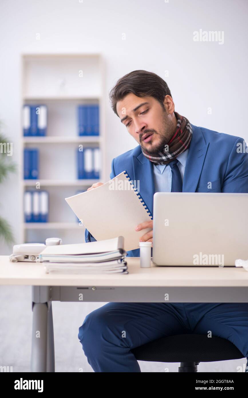 Businessman coughing work cough throat hi-res stock photography and ...
