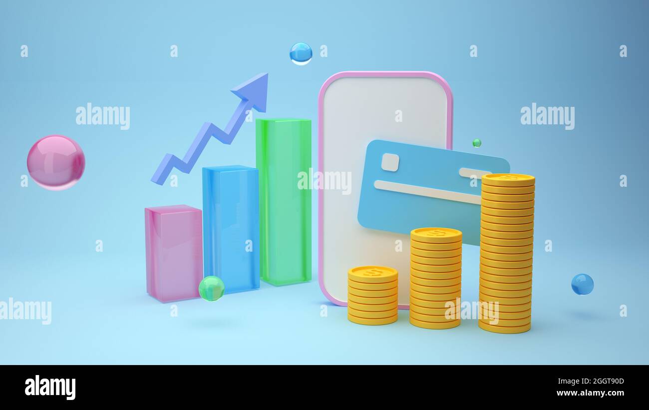 Financial data chart on blue background 3d render Stock Photo - Alamy