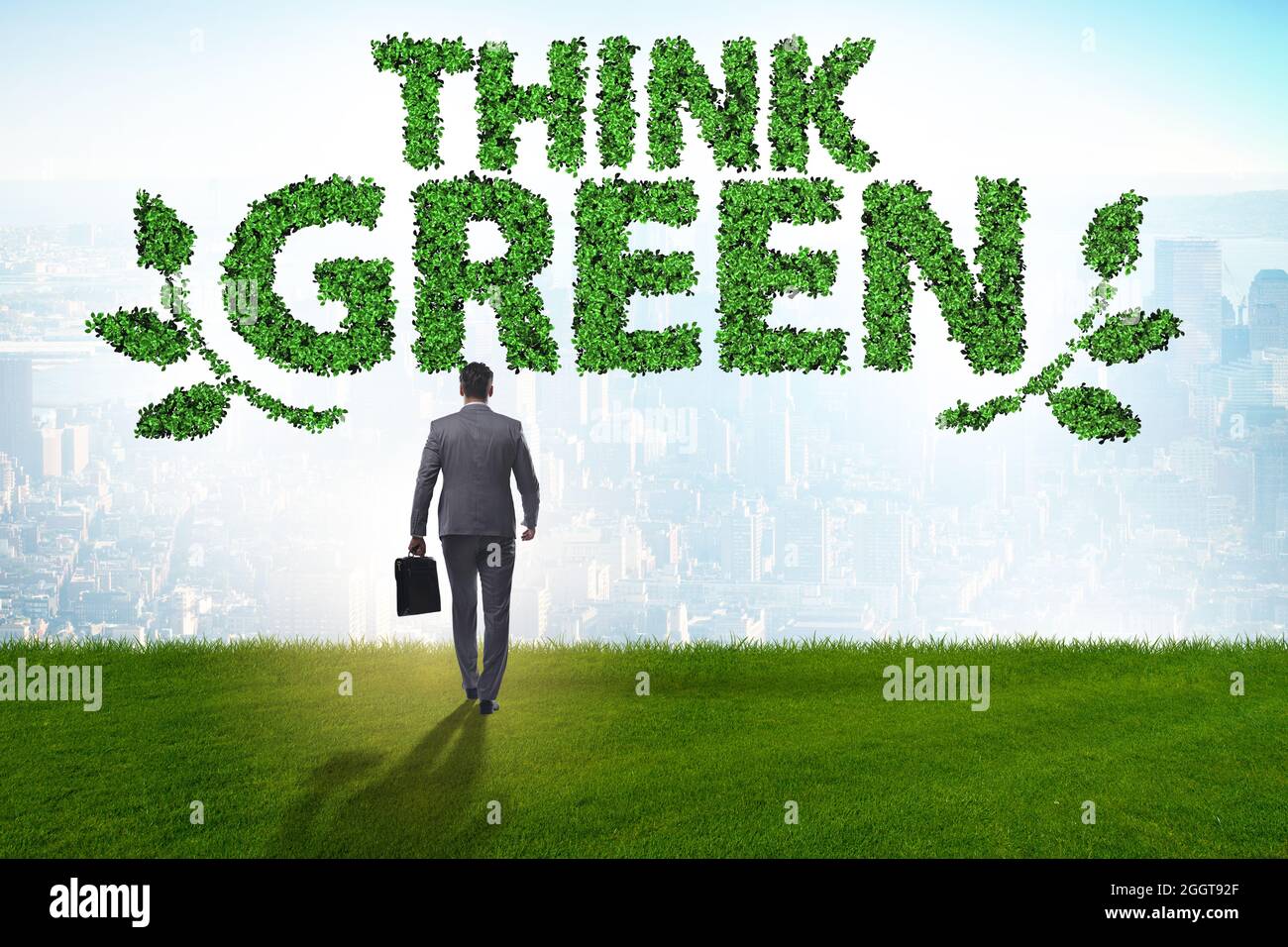 Businessman in the think green concept Stock Photo - Alamy