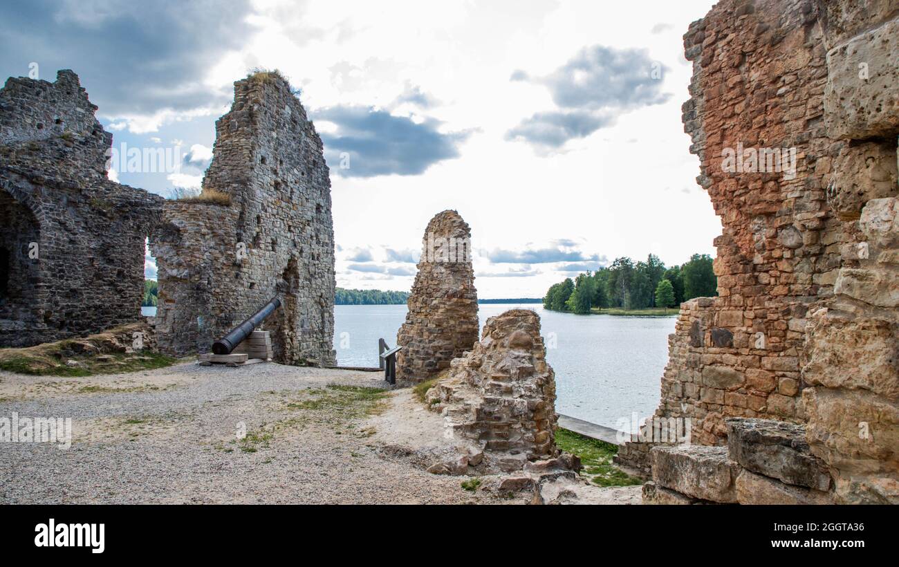 castle ruins in the town of Koknese Stock Photo - Alamy