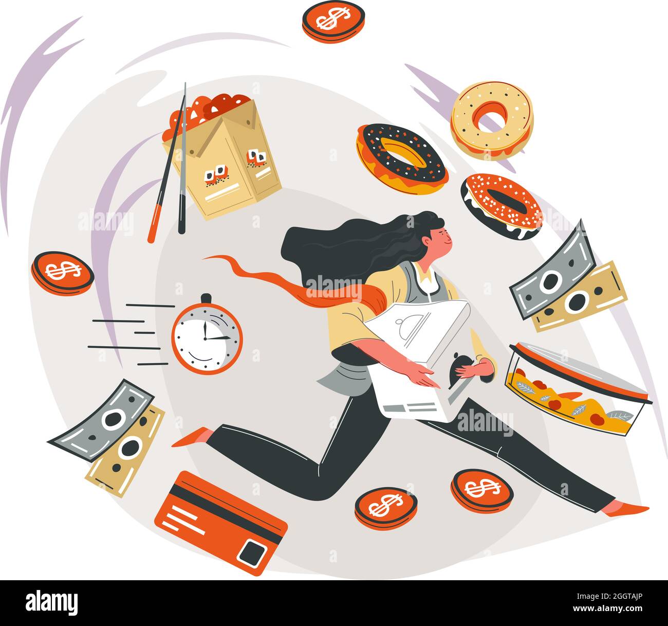 Order and fast delivery of food and dishes vector Stock Vector Image ...