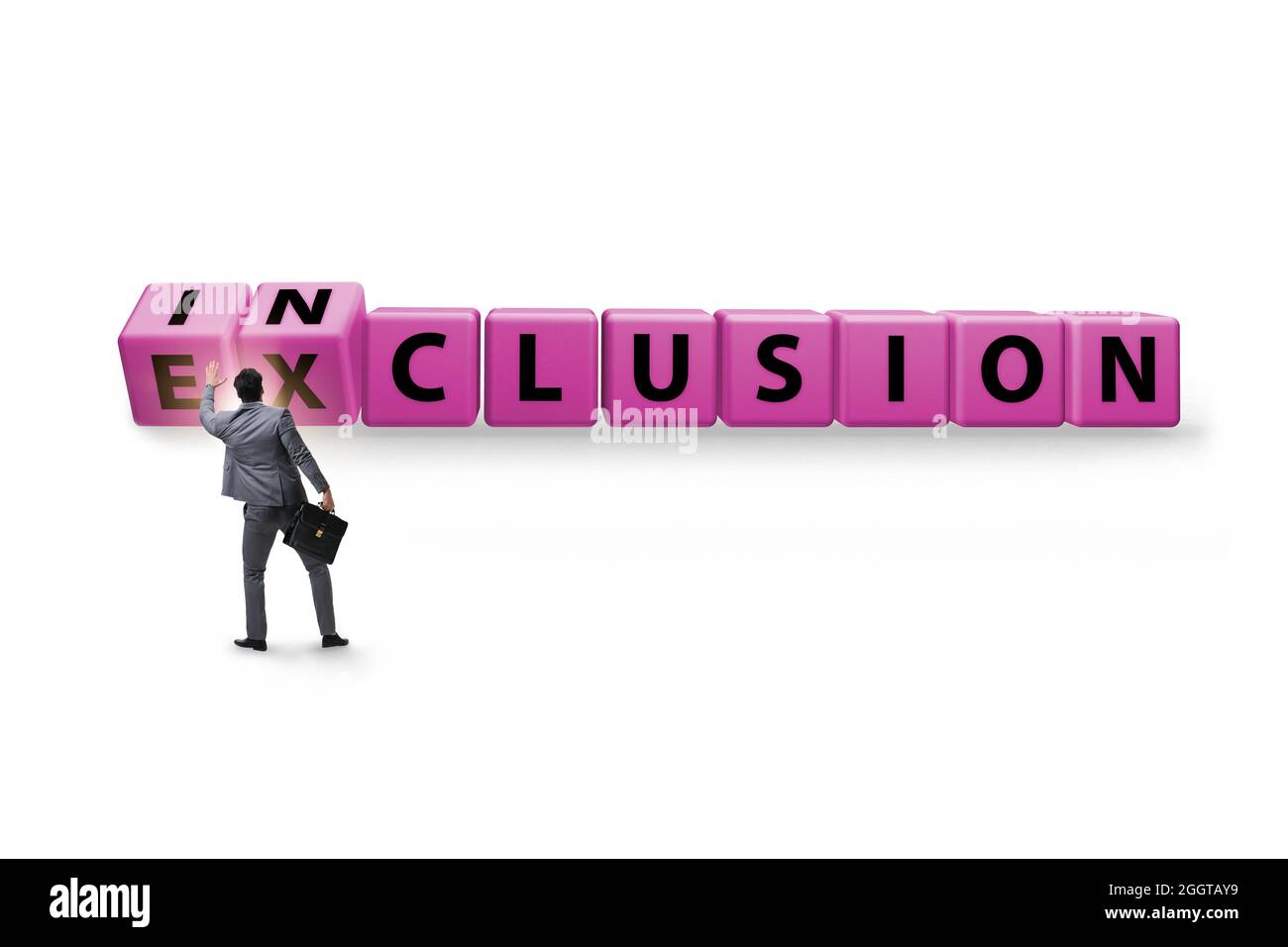 Businessman turning cubes in the inclusion and exclusion concept Stock ...