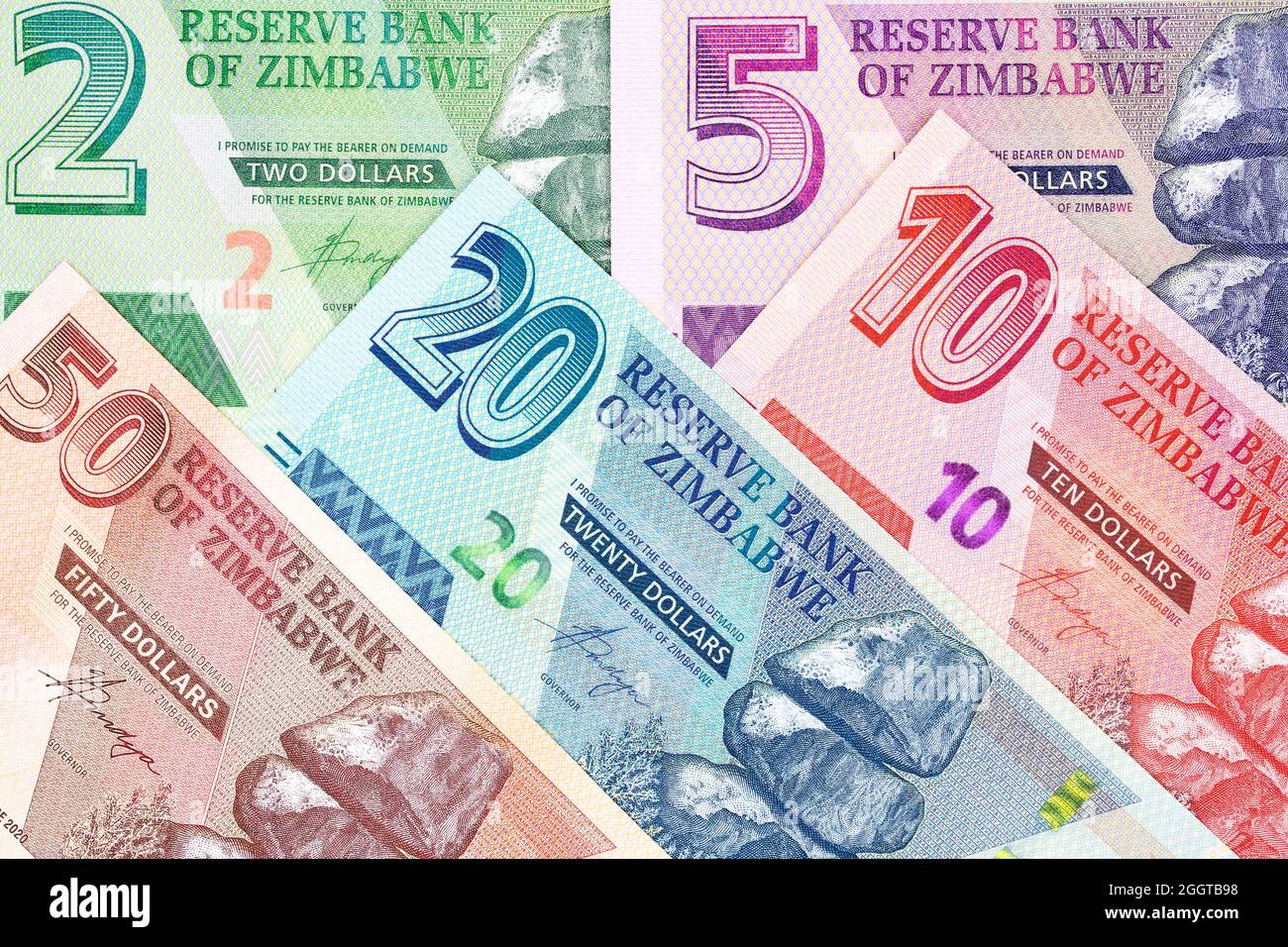 Zimbabwean money - Dollar, a full set of new series Stock Photo - Alamy