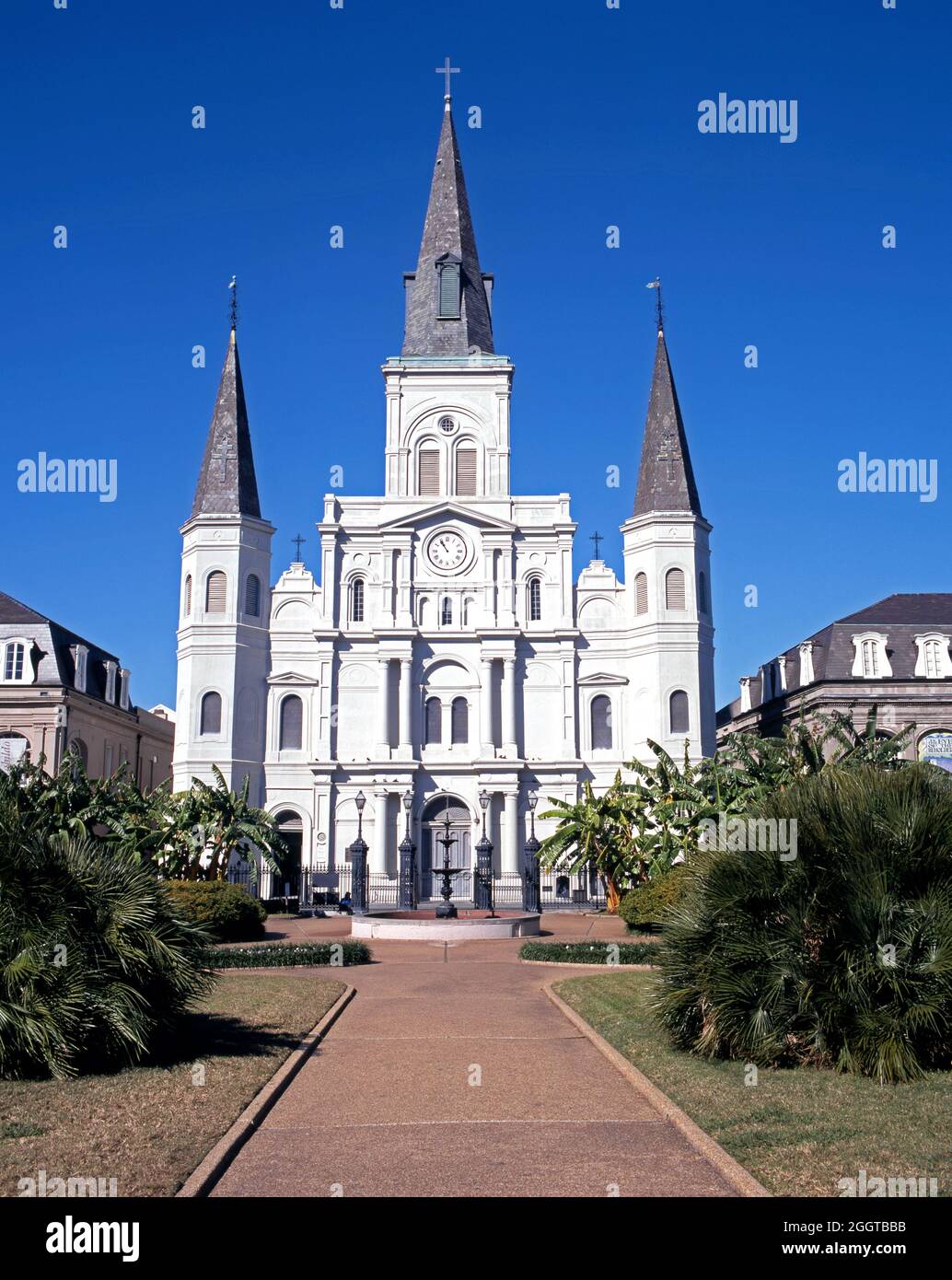 Front view of Saint Louis Cathedral in Jackson Square, New Orleans ...