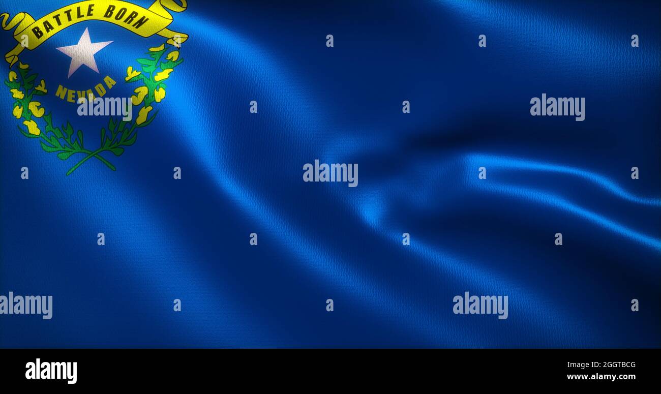 Nevada Flag, United States of America, waving folds, close up view, 3D ...