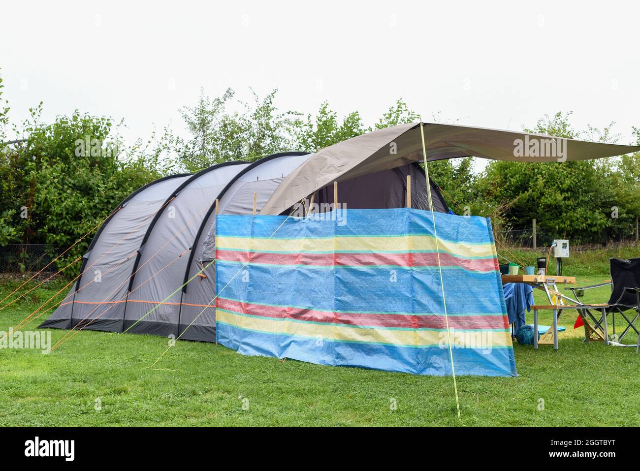 Camping tent on a campsite for a uk family holiday break Stock Photo ...