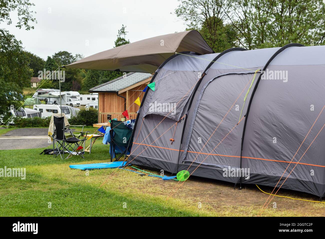 Camping tent on a campsite for a uk family holiday break Stock Photo ...