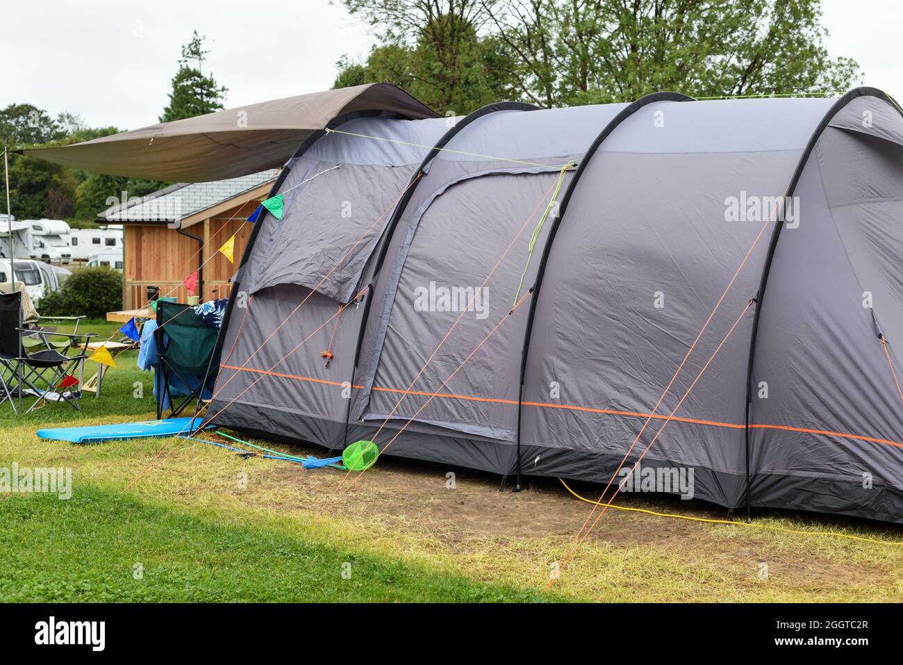 Camping tent on a campsite for a uk family holiday break Stock Photo ...