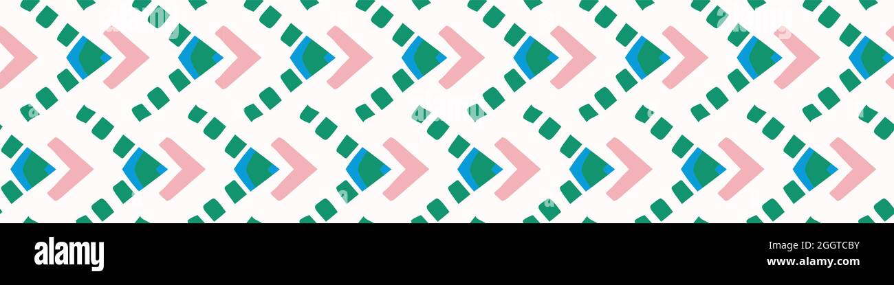 Playful fresh doodle geo shape seamless border. Modern trendy minimal ...