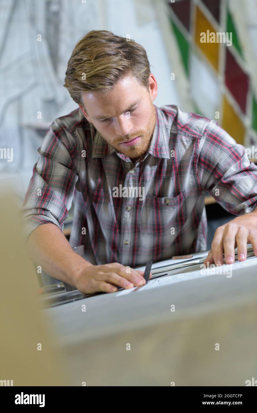 a male stained glass worker Stock Photo - Alamy