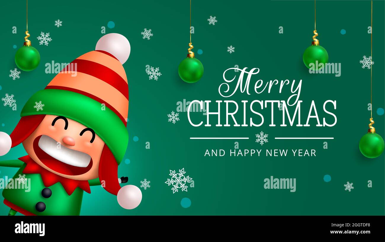 Christmas elf vector background design. Merry christmas text with cute ...