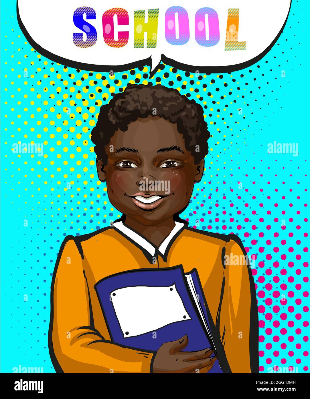 Vector vintage pop art african american schoolboy Stock Vector Image ...