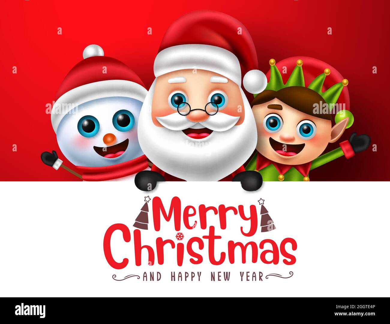 Christmas characters vector template design. Merry christmas text in ...