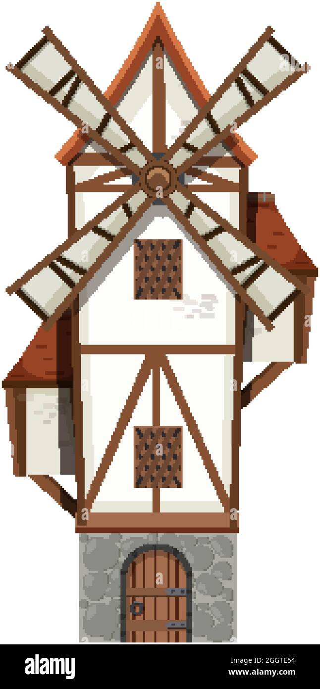 Windmill isolated on white background illustration Stock Vector Image ...