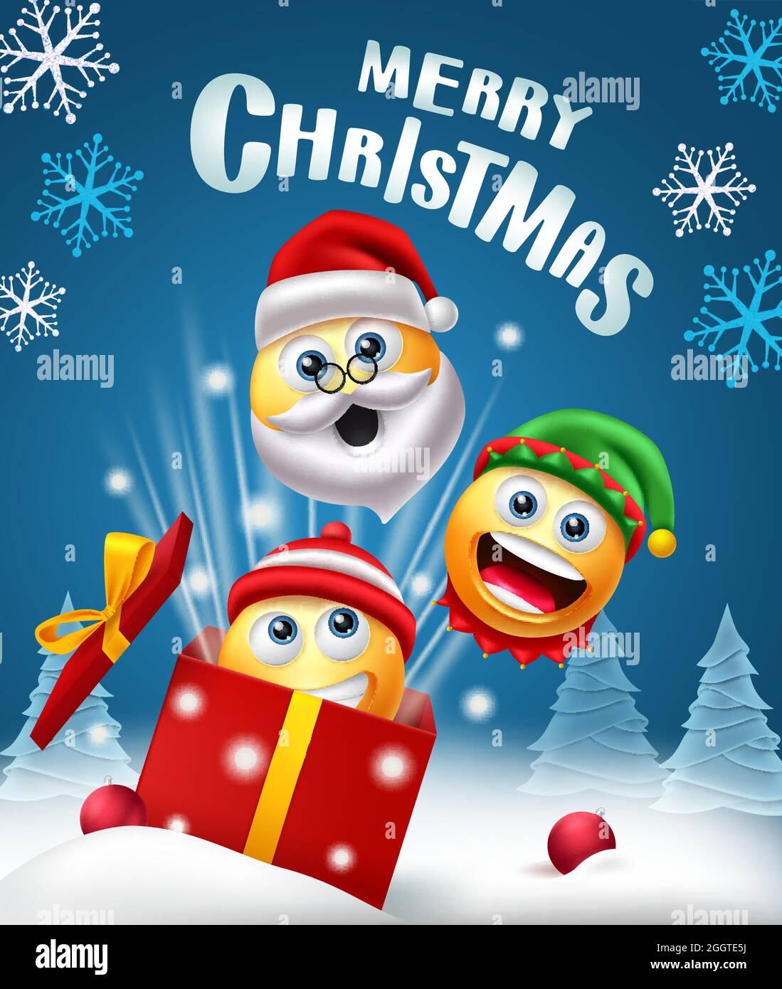 Christmas smileys character vector design. Merry christmas text with ...