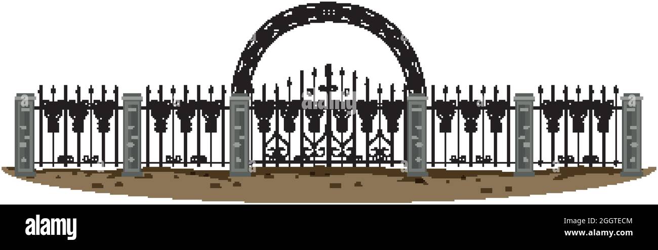 Gothic metal gate on white background illustration Stock Vector Image ...